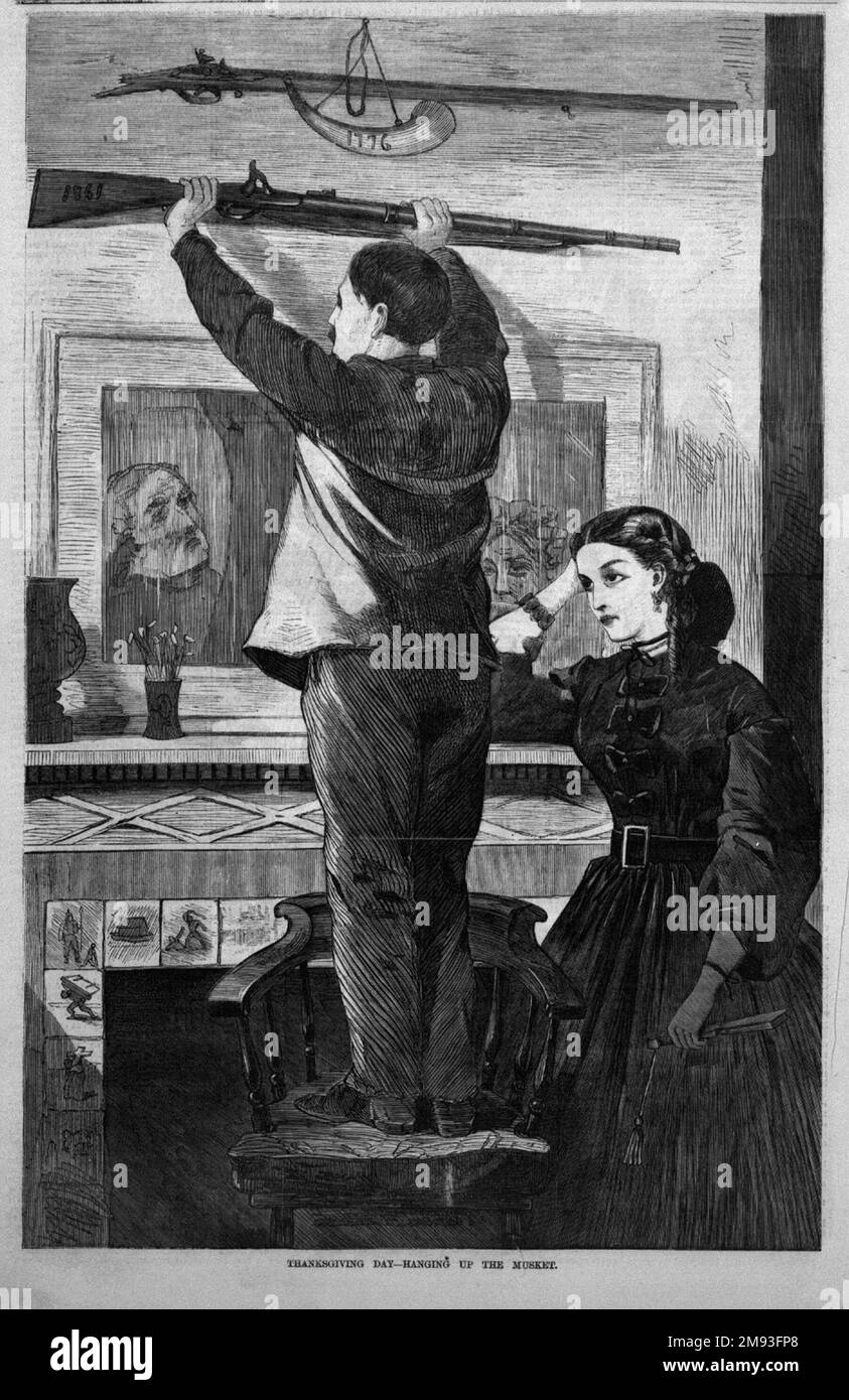 Thanksgiving Day--Hanging Up the Musket Winslow Homer (American, 1836 ...