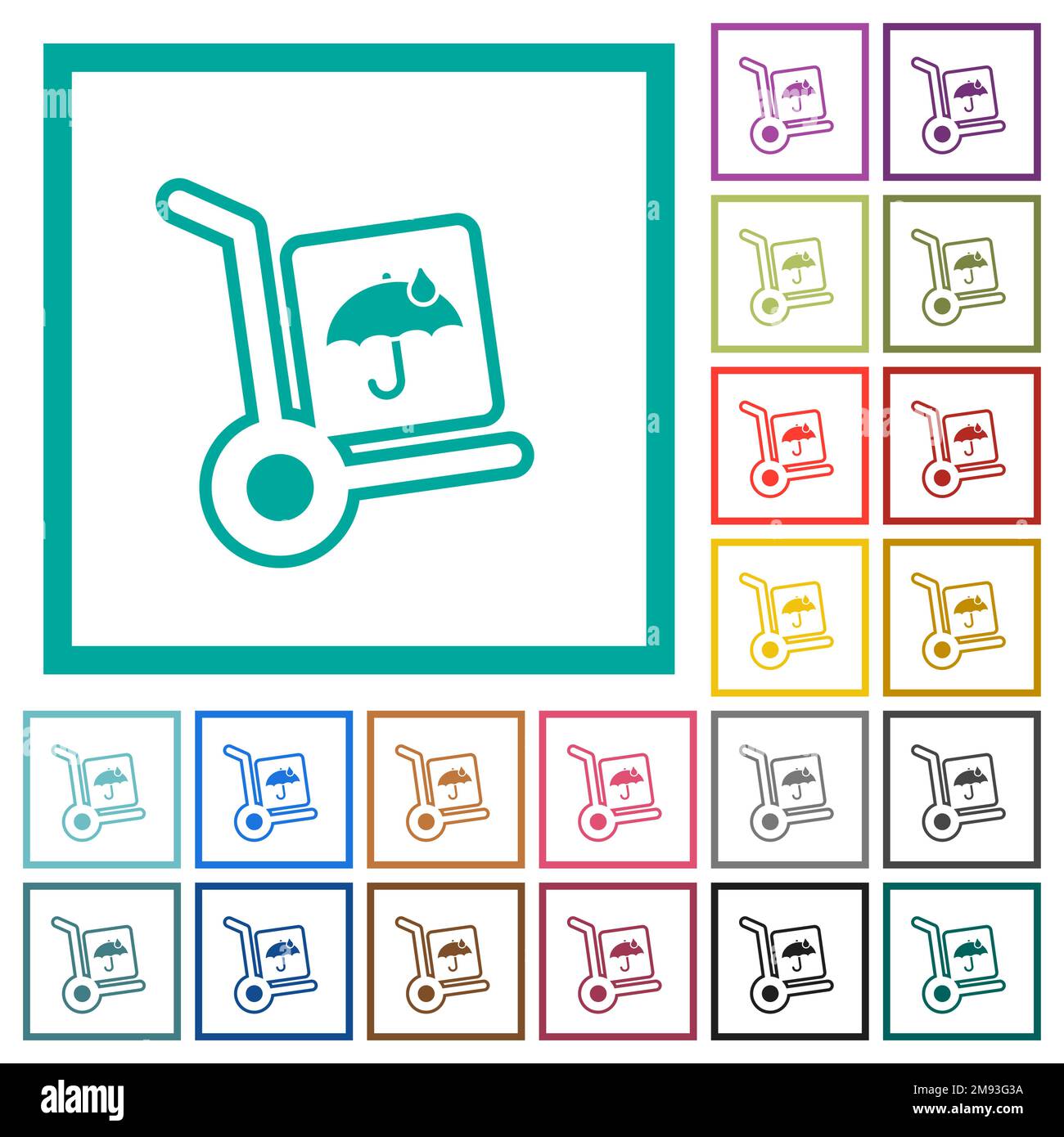 not waterproof parcel delivery outline flat color icons with quadrant ...