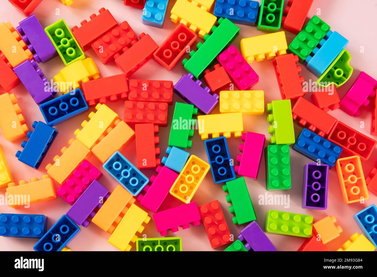 Colorful and isolated children plastic building blocks toy Stock Photo ...