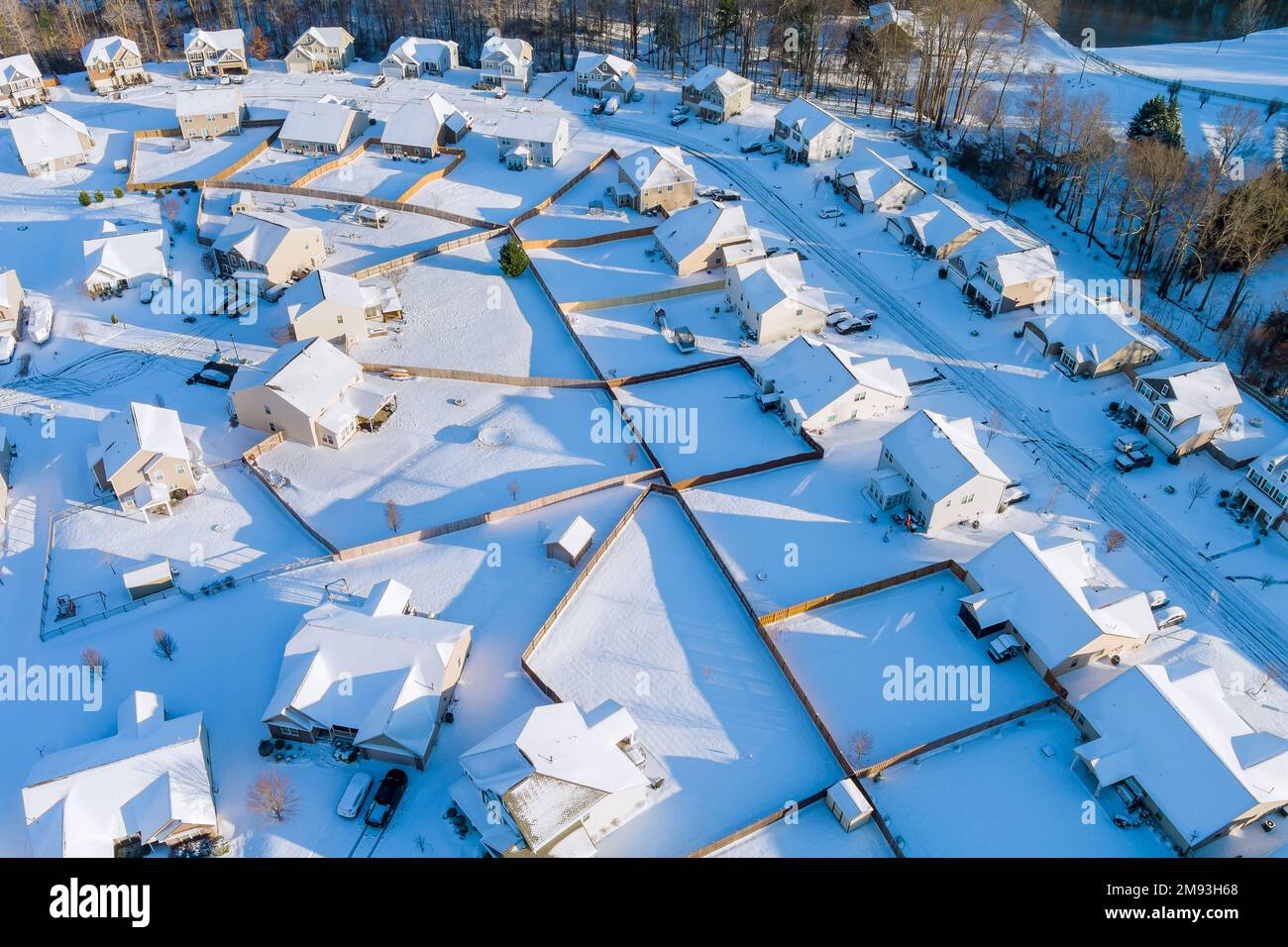 Stunning aerial view of small town in South Carolina US after heavy ...
