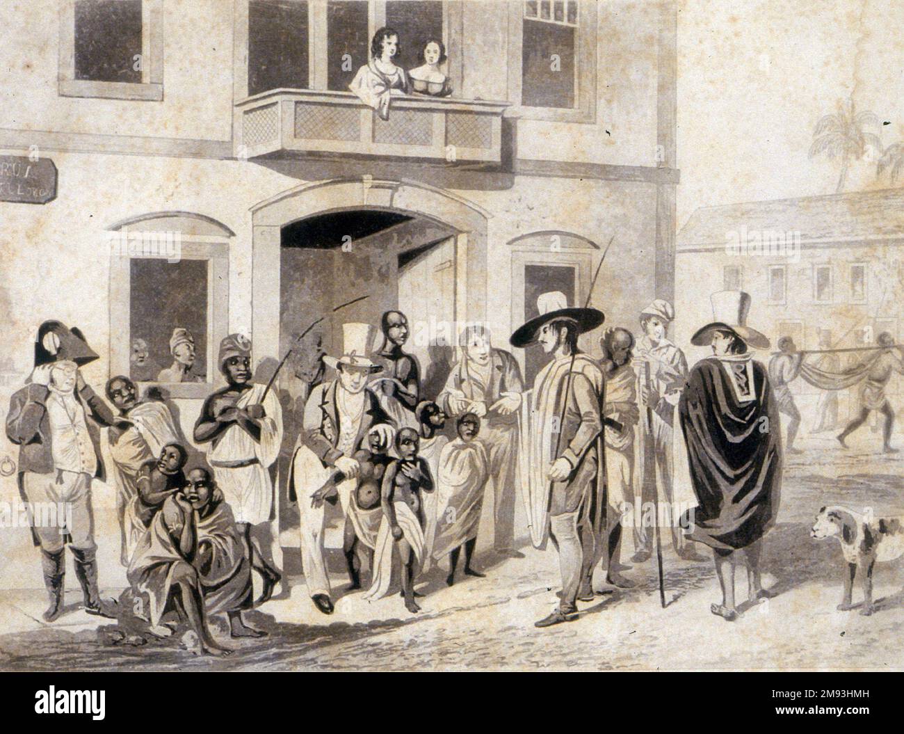 Slave Market at Rio Janeiro This street scene shows enslaved children ...