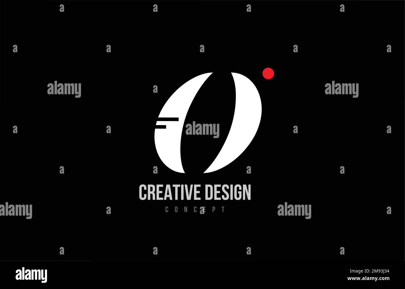red dot line O alphabet letter logo icon. Black blackground creative ...
