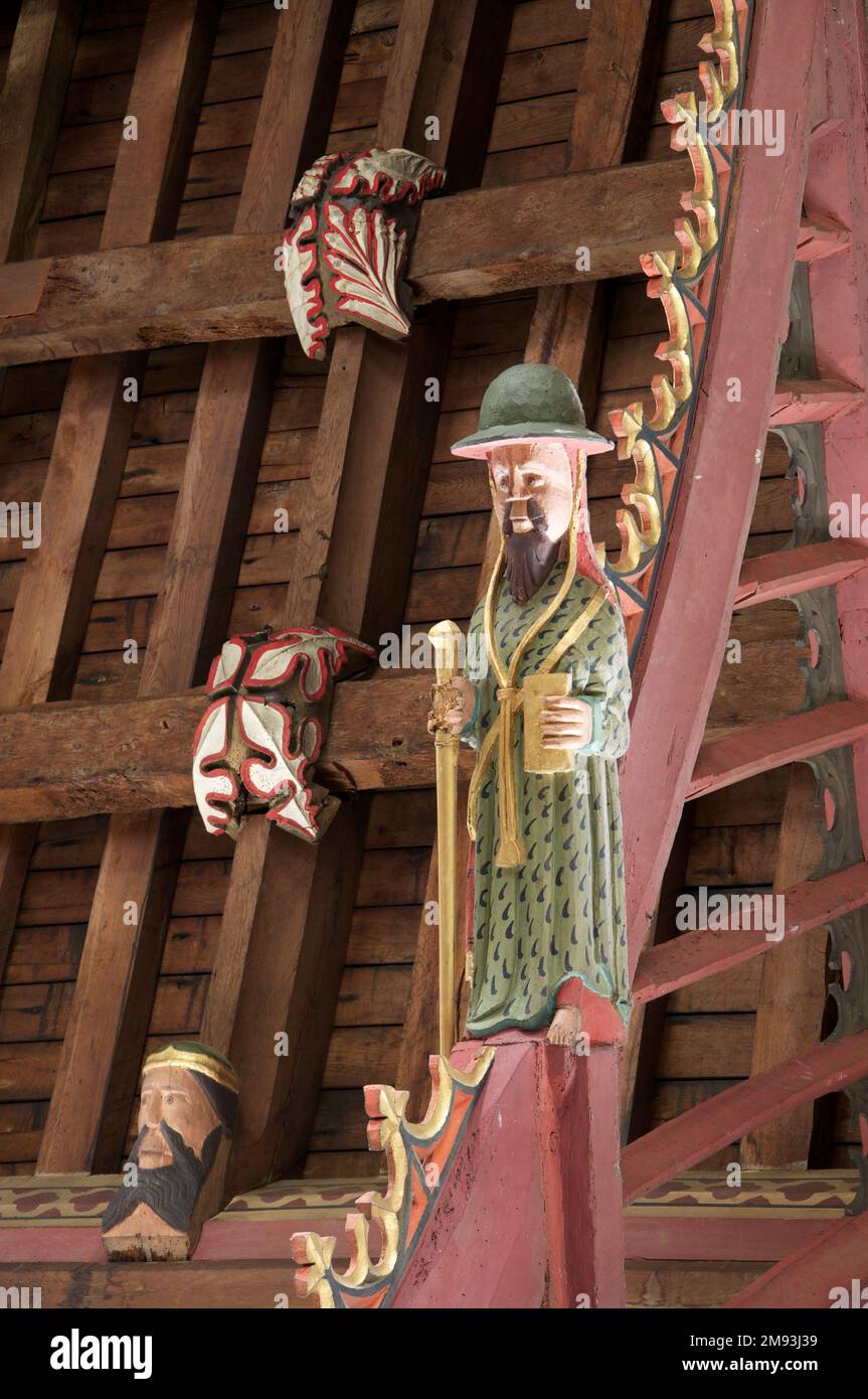 Wooden figure of St Philip, patron saint of hatters. One of twelve ...