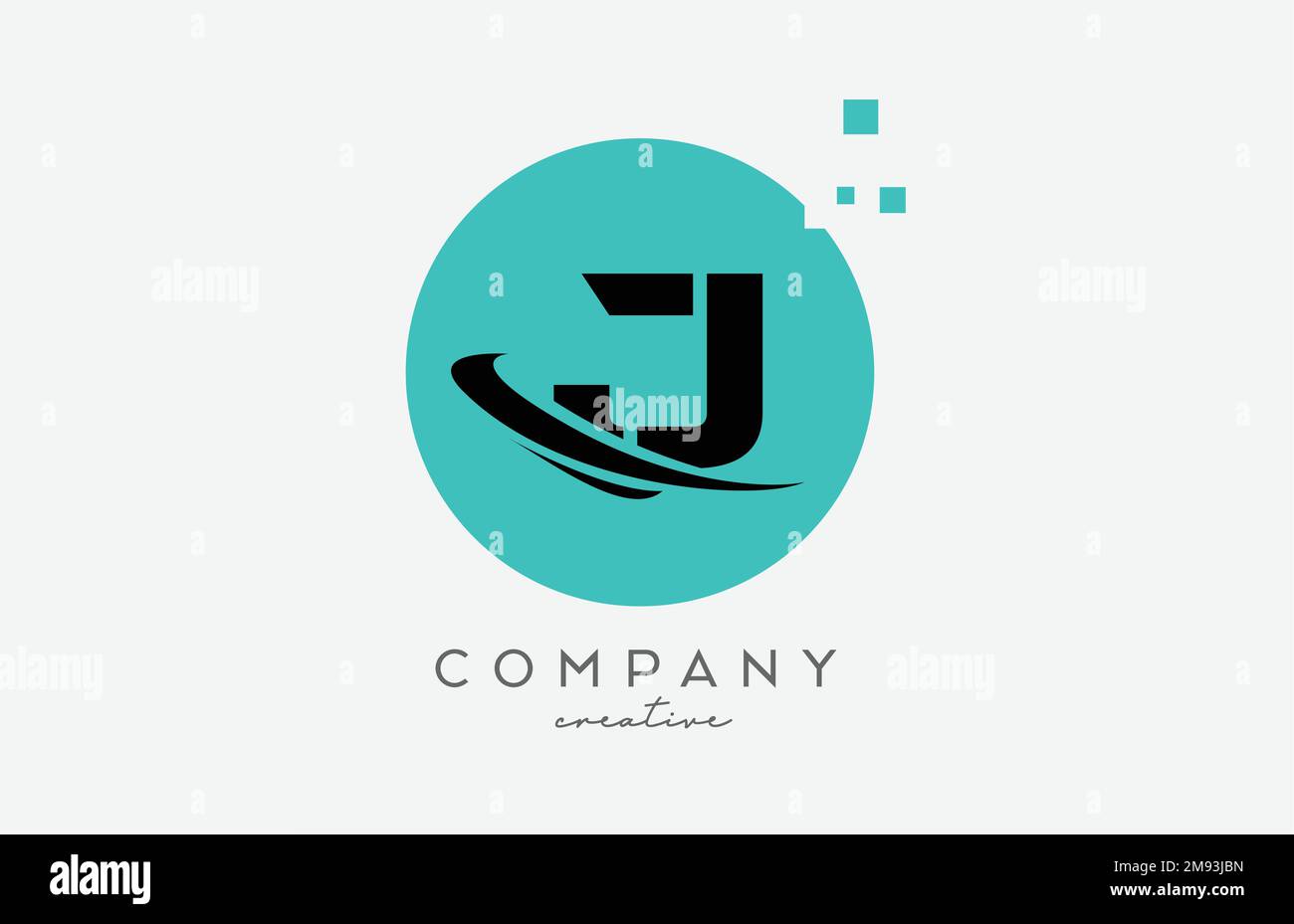 Circle J alphabet letter logo icon with dots and swoosh. Template ...