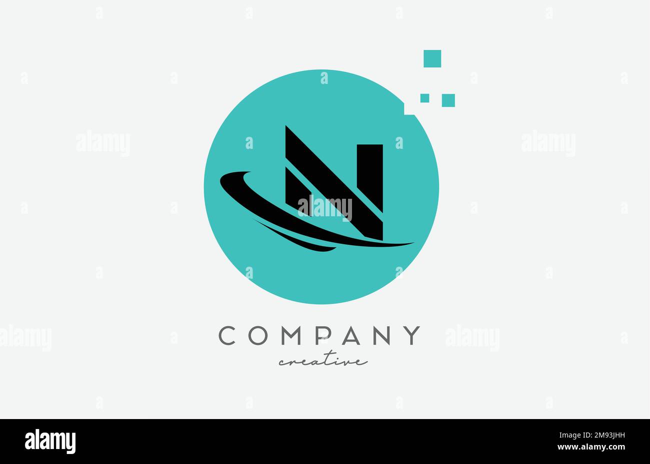 Circle N alphabet letter logo icon with dots and swoosh. Template ...