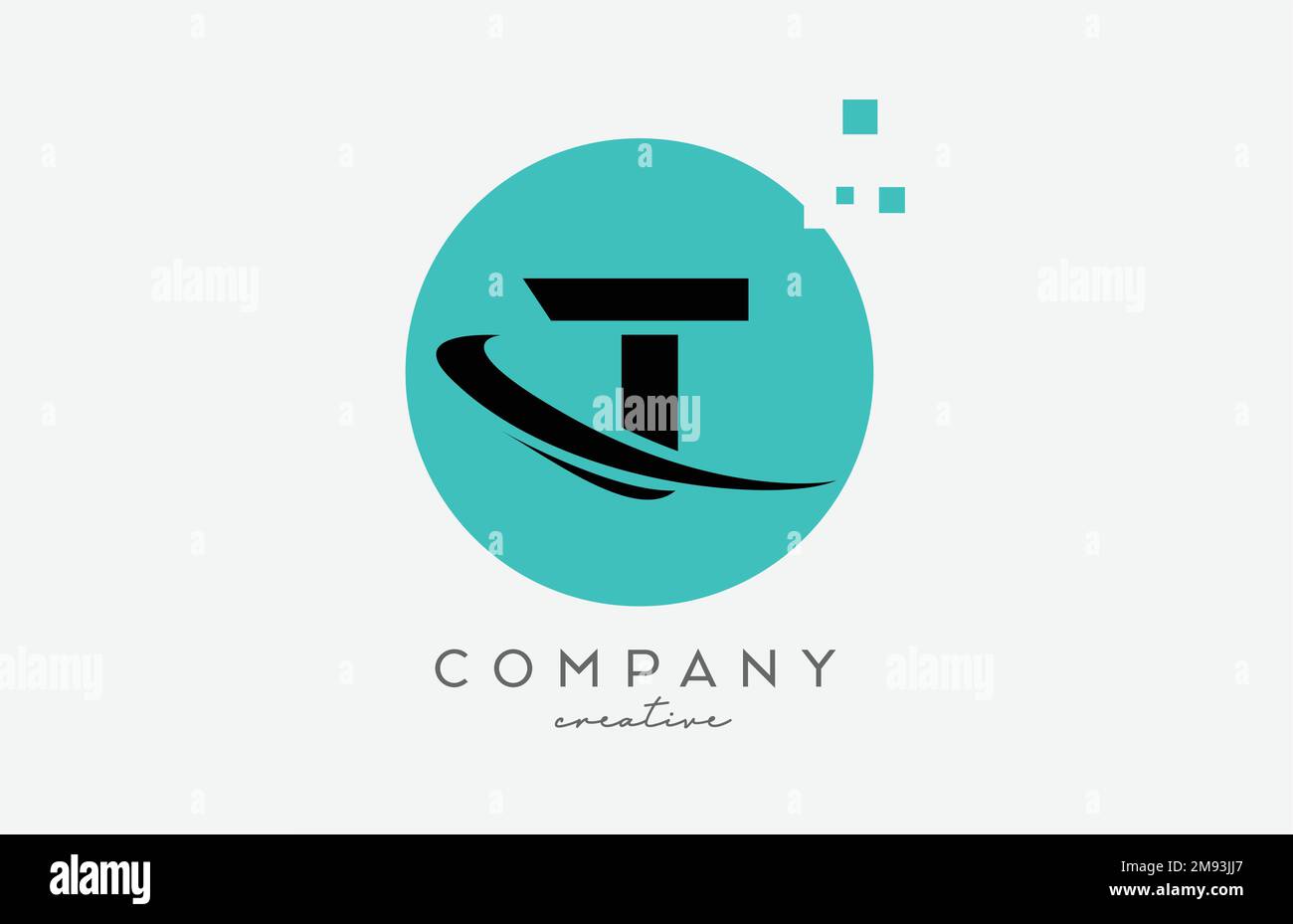 Circle T alphabet letter logo icon with dots and swoosh. Template ...