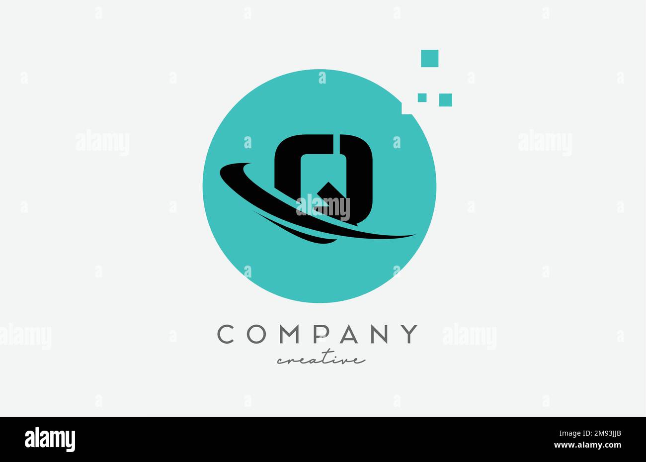 Circle Q alphabet letter logo icon with dots and swoosh. Template ...