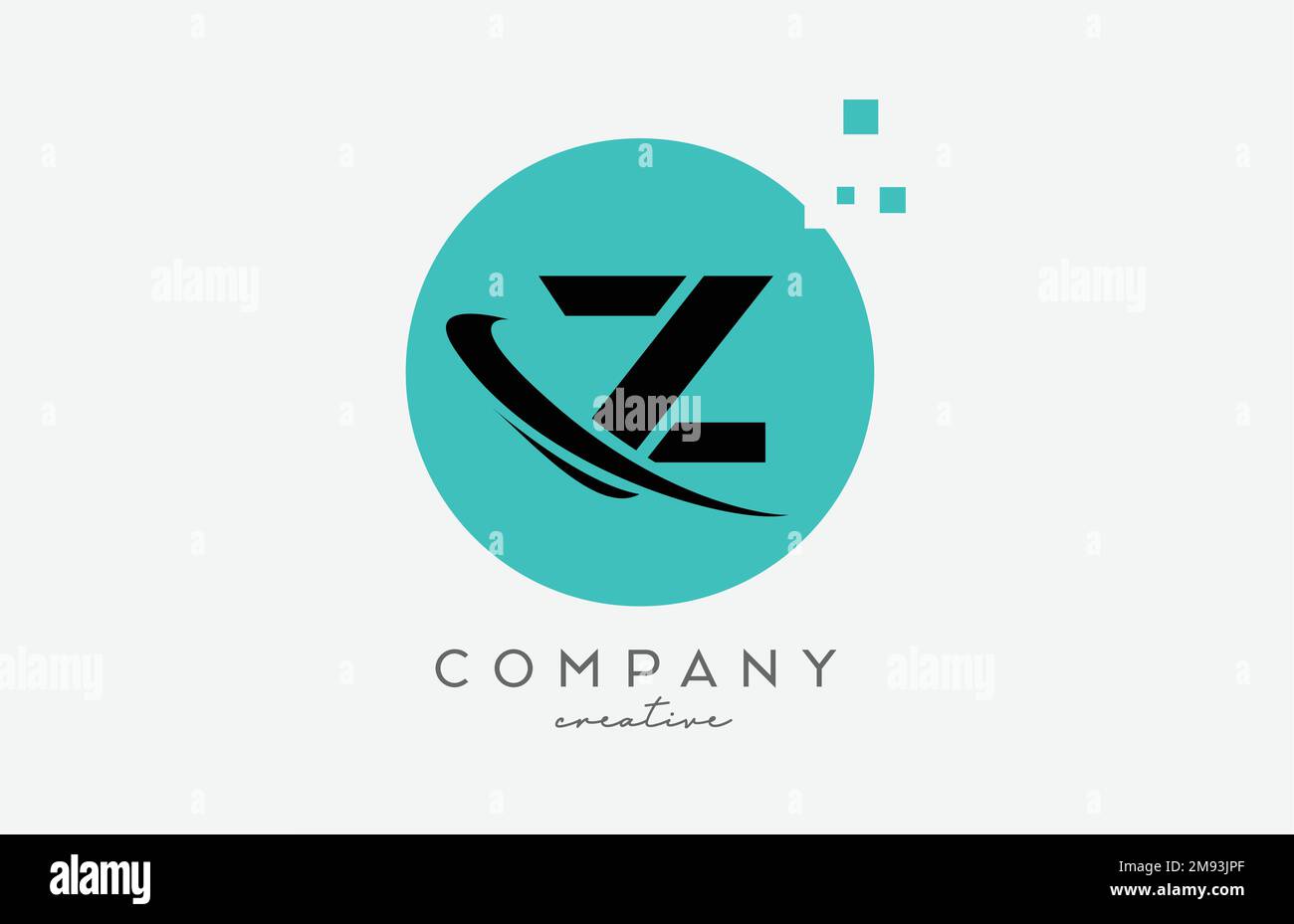 Circle Z alphabet letter logo icon with dots and swoosh. Template design for a business or ...