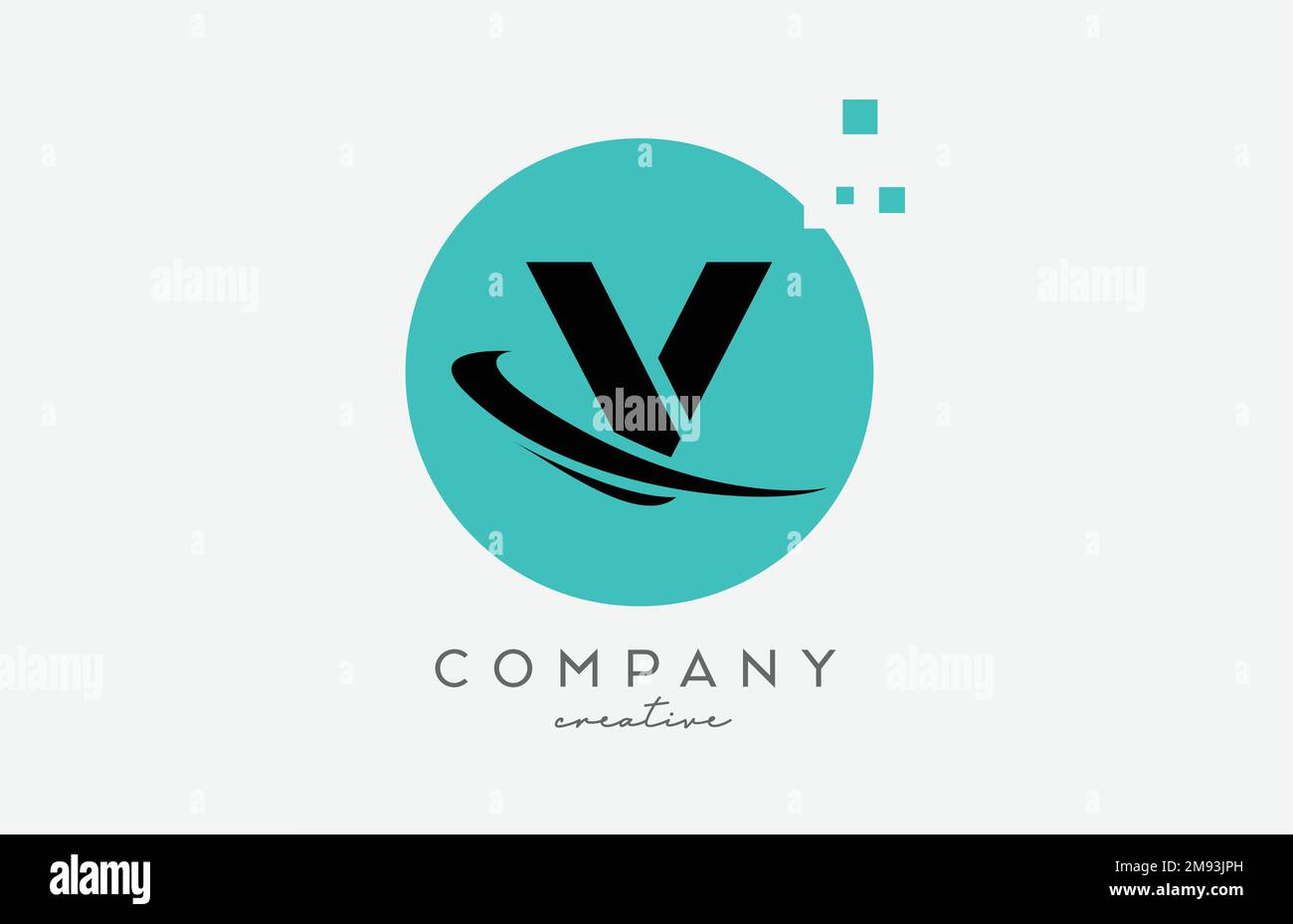 Circle V alphabet letter logo icon with dots and swoosh. Template ...