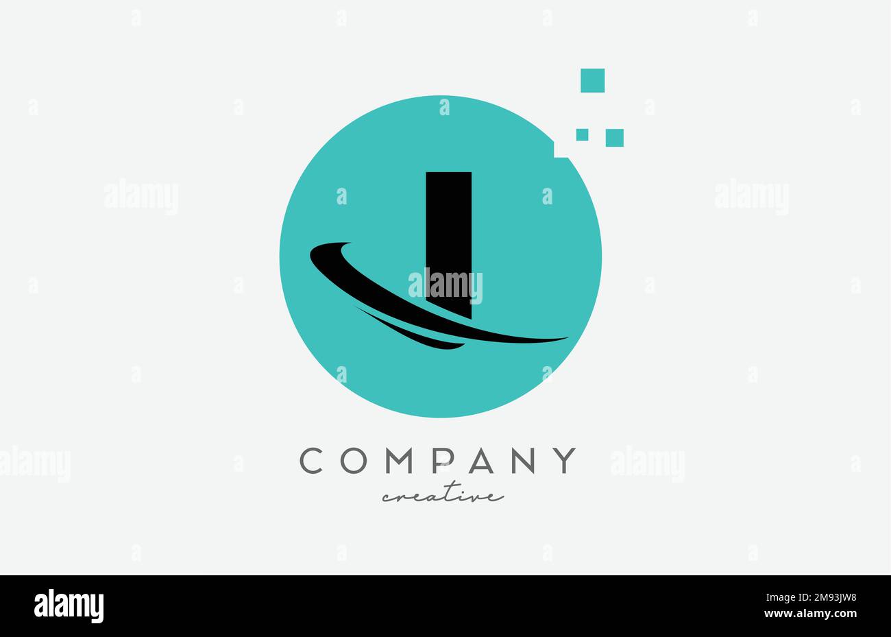 Circle I alphabet letter logo icon with dots and swoosh. Template ...