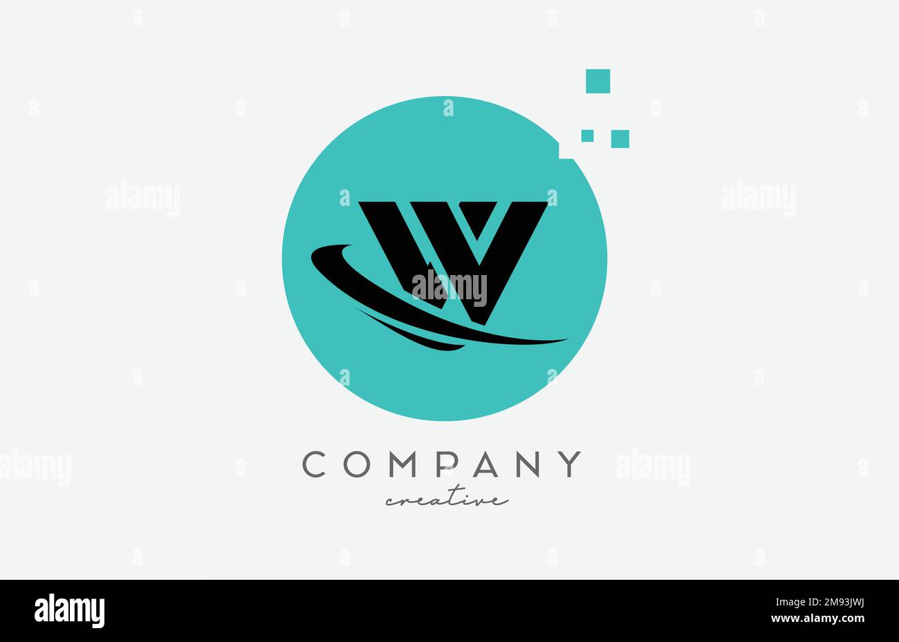 Circle W alphabet letter logo icon with dots and swoosh. Template ...