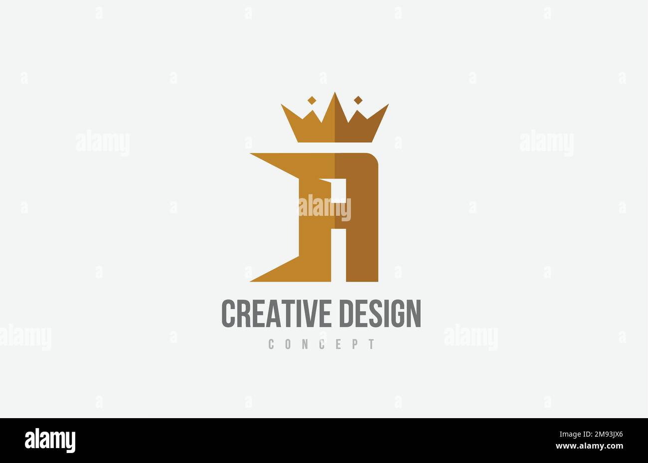 brown king crown A alphabet letter logo icon with spikes. Creative ...