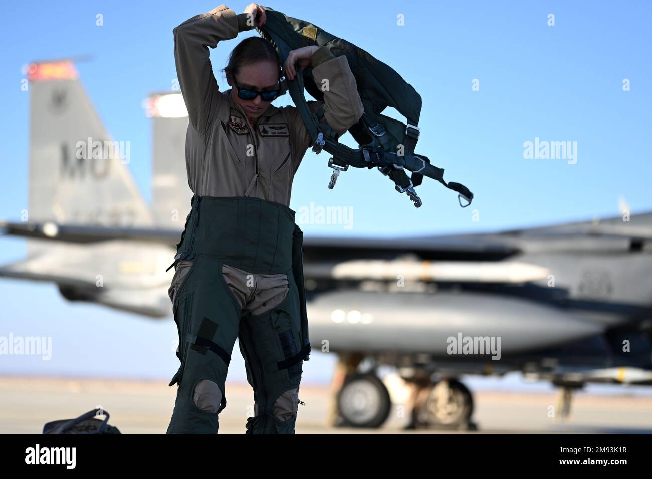 A U.S. Air Force F-15E Strike Eagle pilot assigned to the 389th ...