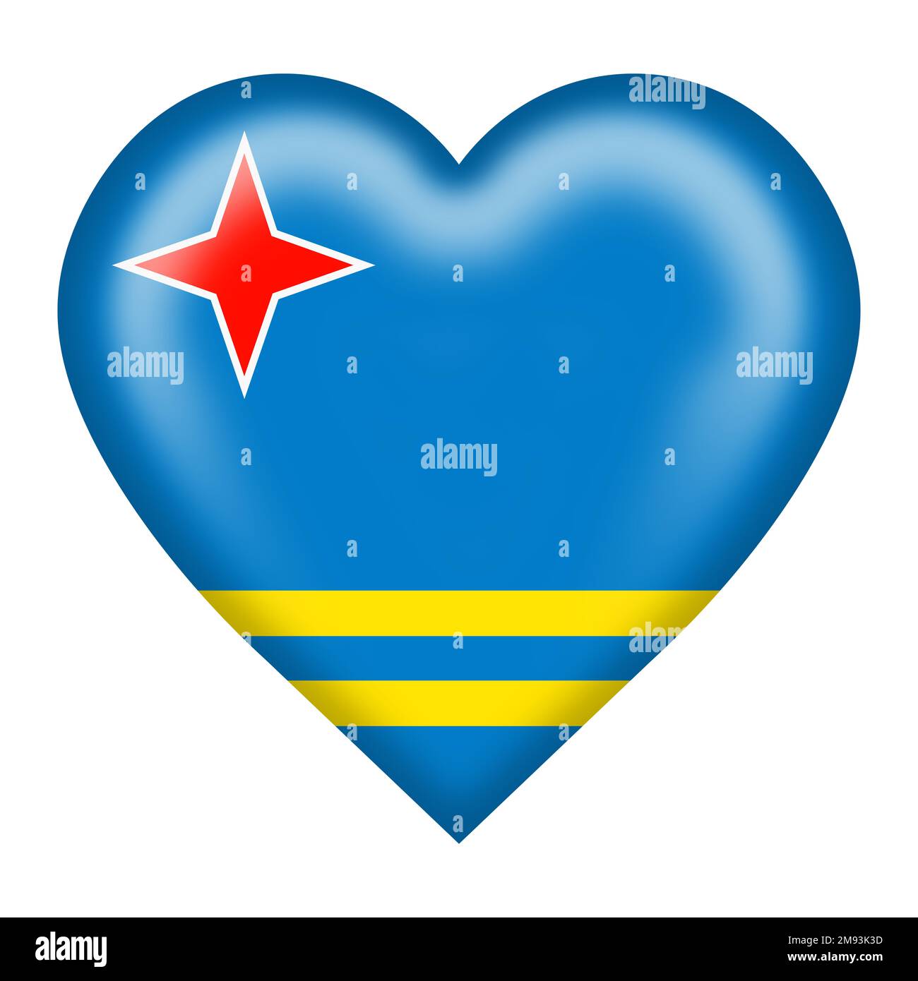 Aruba flag heart button isolated on white with clipping path 3d ...