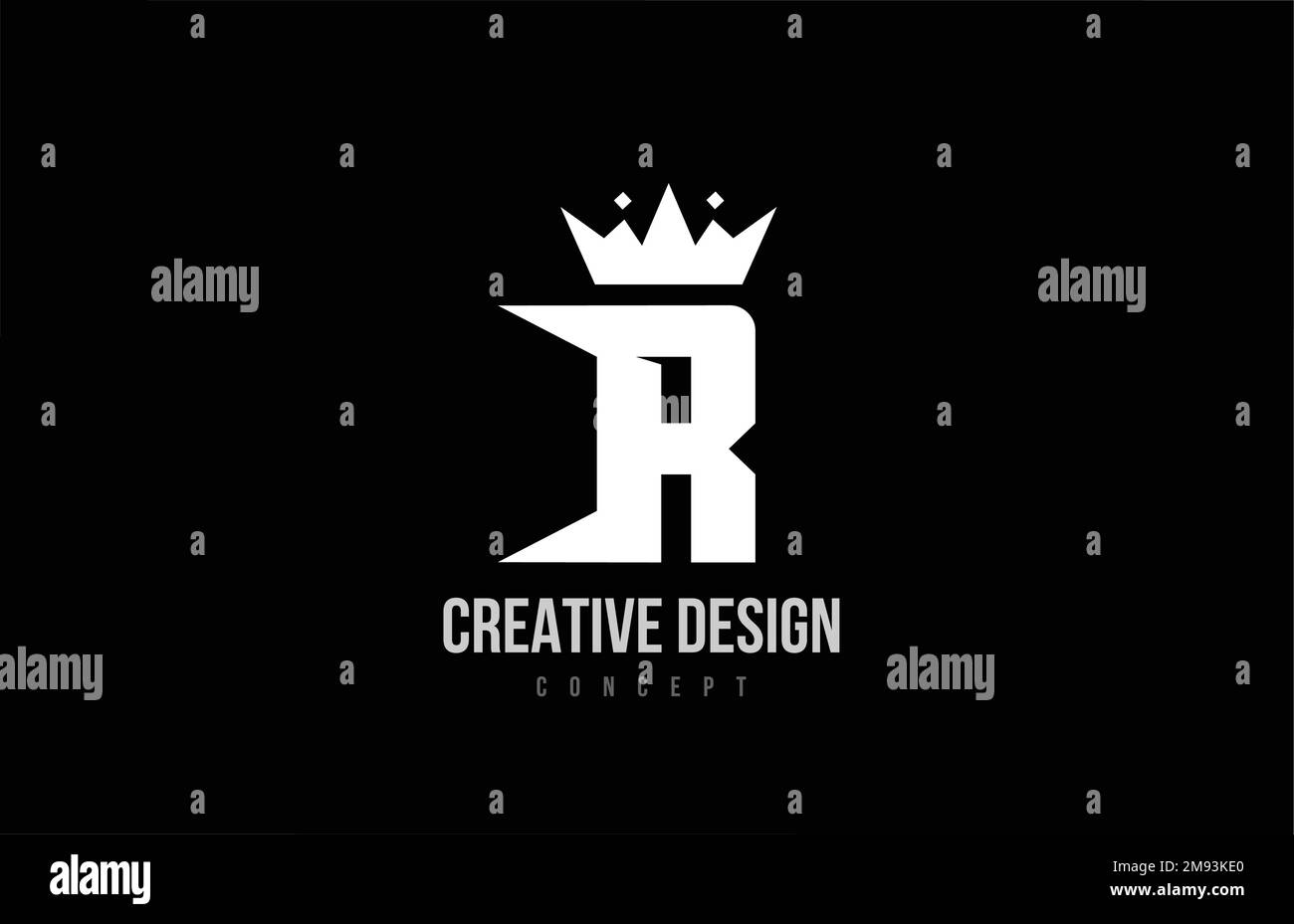 R alphabet letter logo icon design with king crown, spikes and black ...