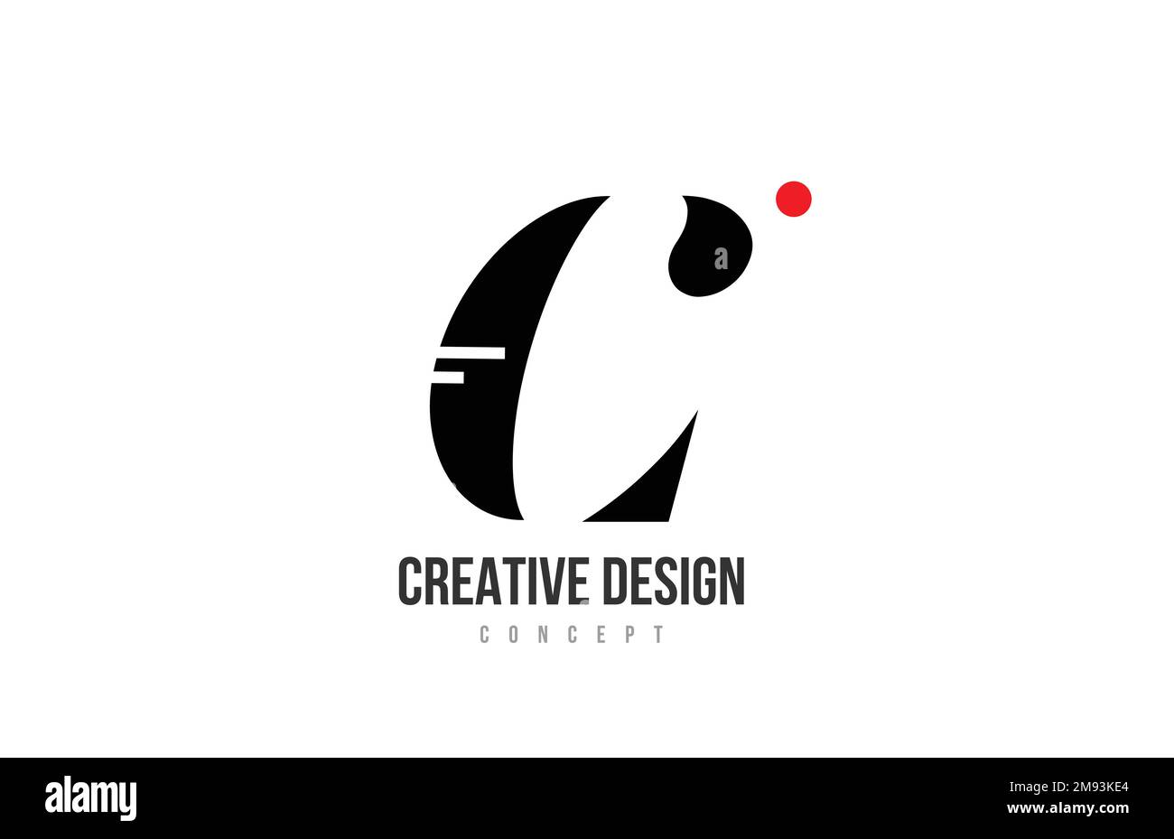 red dot C alphabet letter logo icon. Black and white creative template ...