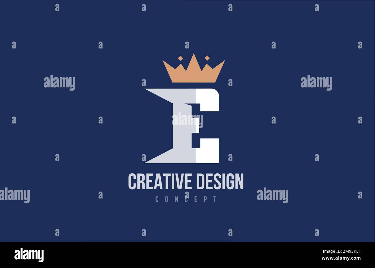 king crown E alphabet letter logo icon design. Creative template for ...