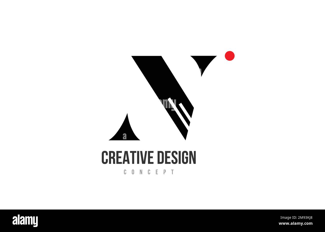 red dot N alphabet letter logo icon. Black and white creative template ...
