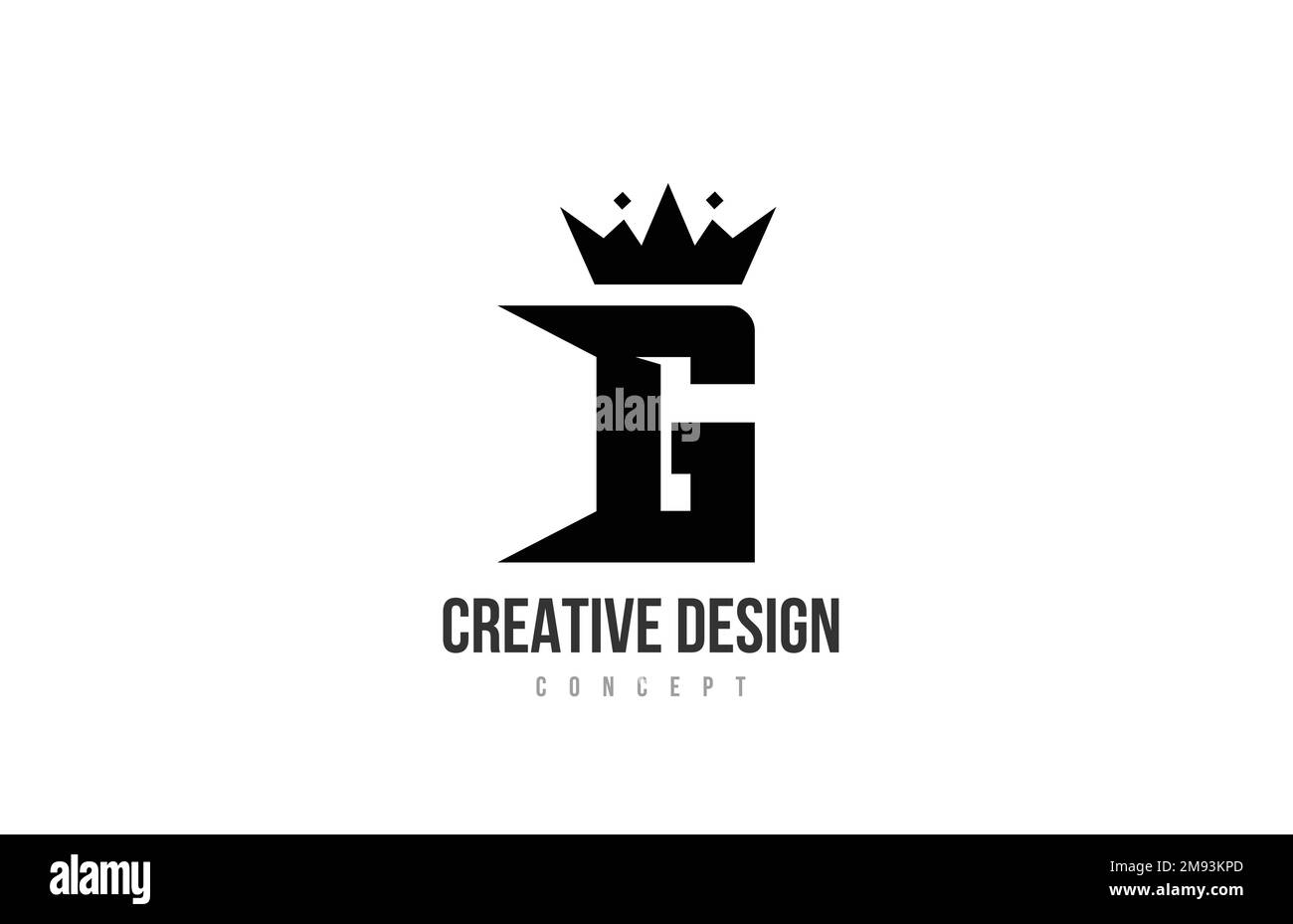 G black and white alphabet letter logo icon design with king crown and ...