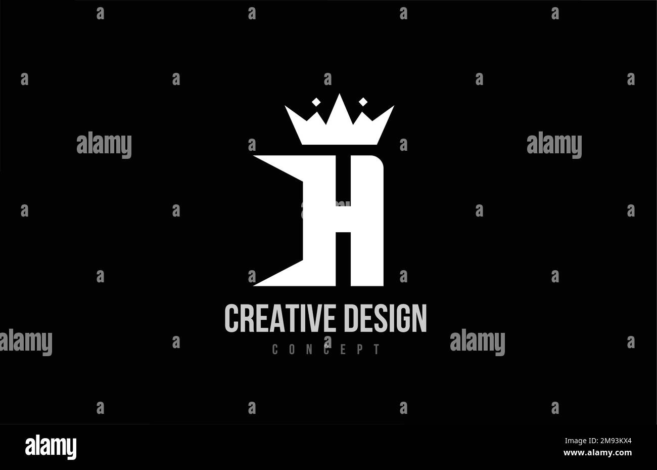 H alphabet letter logo icon design with king crown, spikes and black ...