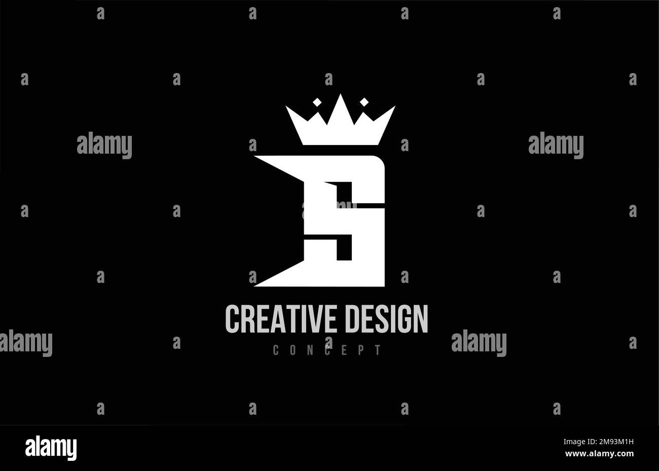 S alphabet letter logo icon design with king crown, spikes and black ...