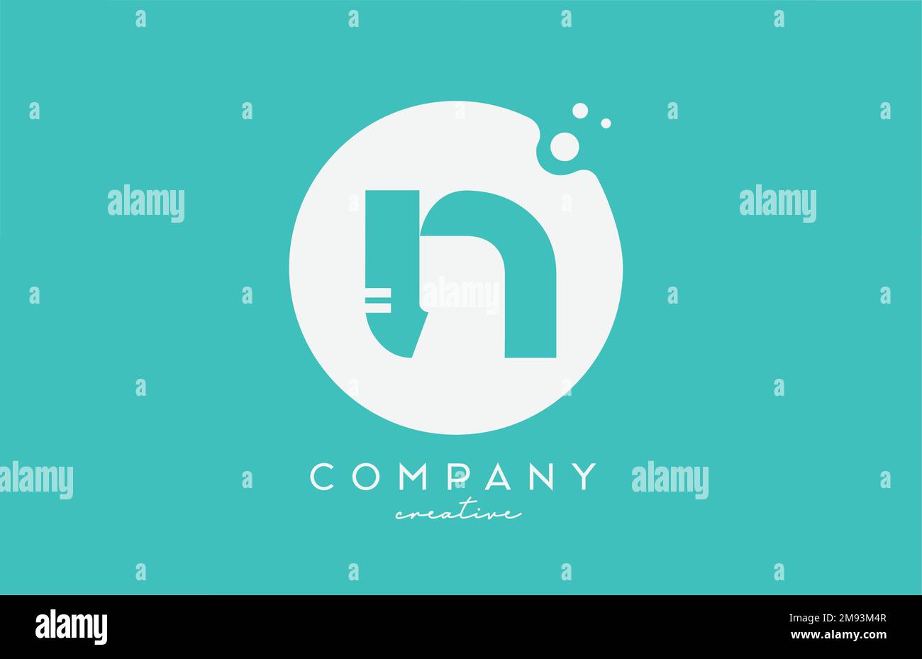 cyan N green circle alphabet letter logo icon design with dots ...