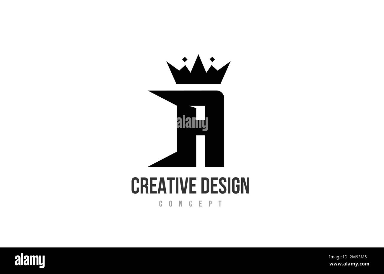 A black and white alphabet letter logo icon design with king crown and ...