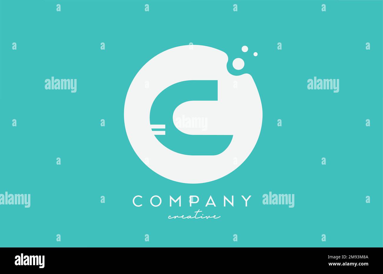 cyan C green circle alphabet letter logo icon design with dots ...