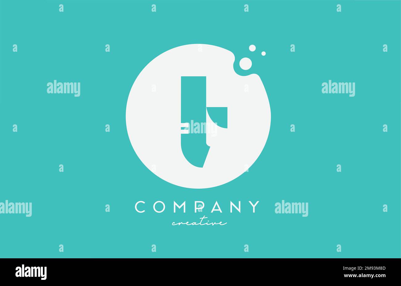 cyan T green circle alphabet letter logo icon design with dots ...