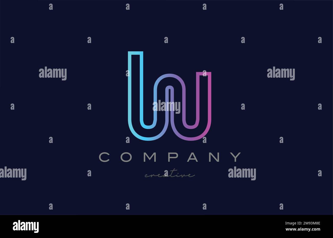 pink blue W alphabet letter logo icon. Creative template for a business ...