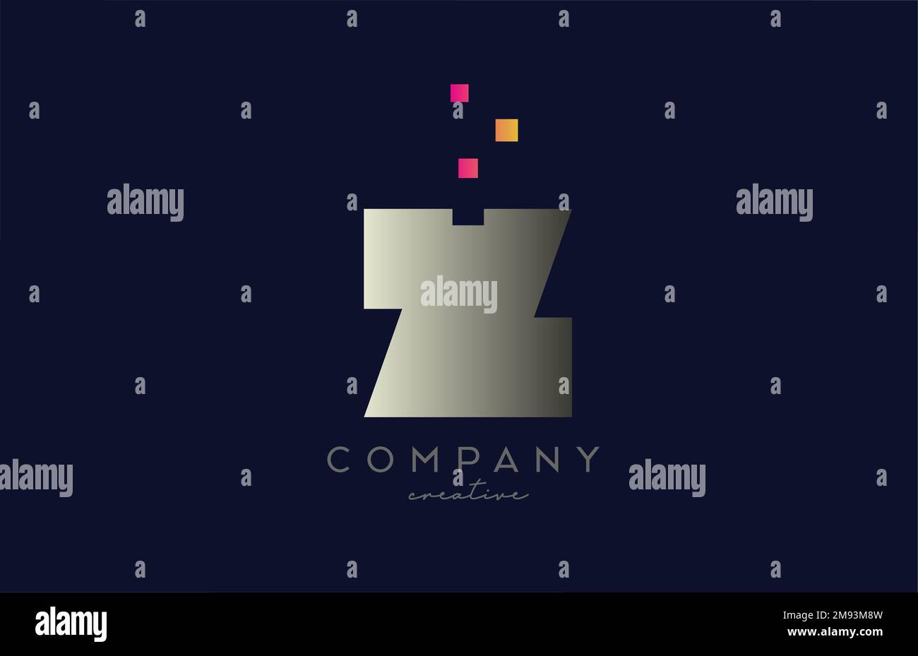 Z grey pink yellow alphabet letter logo icon design. Creative template ...