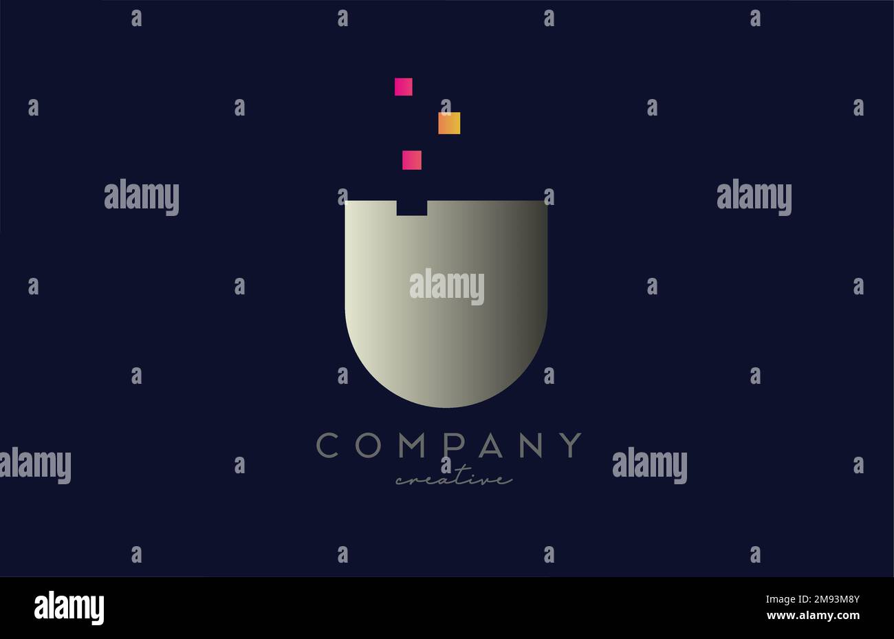U grey pink yellow alphabet letter logo icon design. Creative template ...