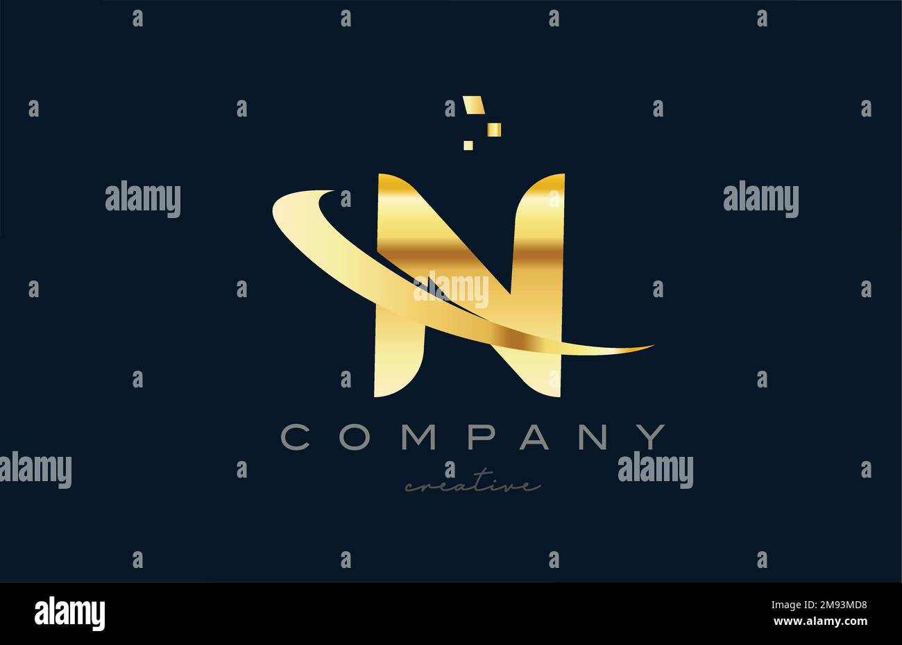 gold golden N alphabet letter logo icon design. Creative template for ...