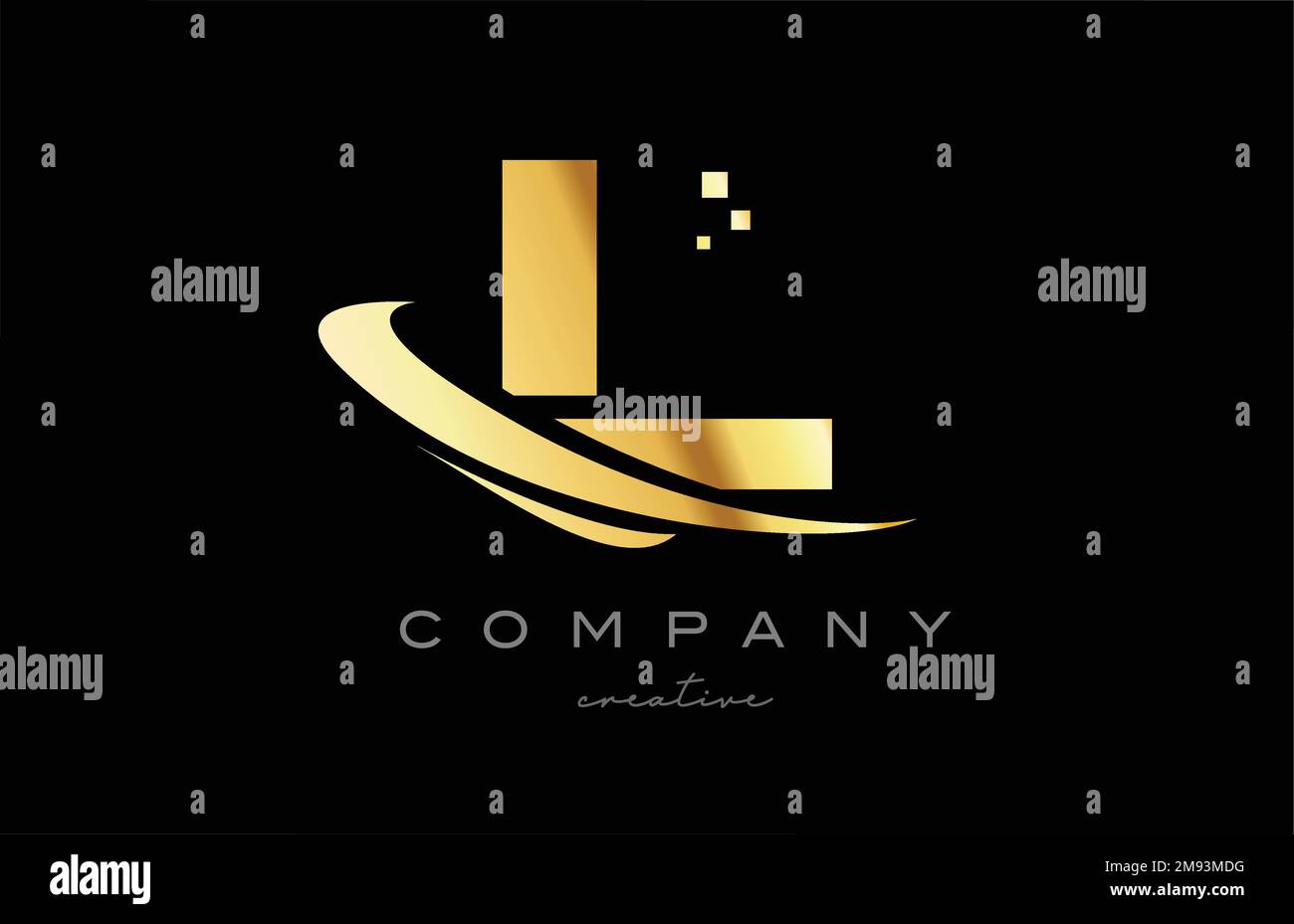 gold golden swoosh L alphabet letter logo icon with yellow color and ...