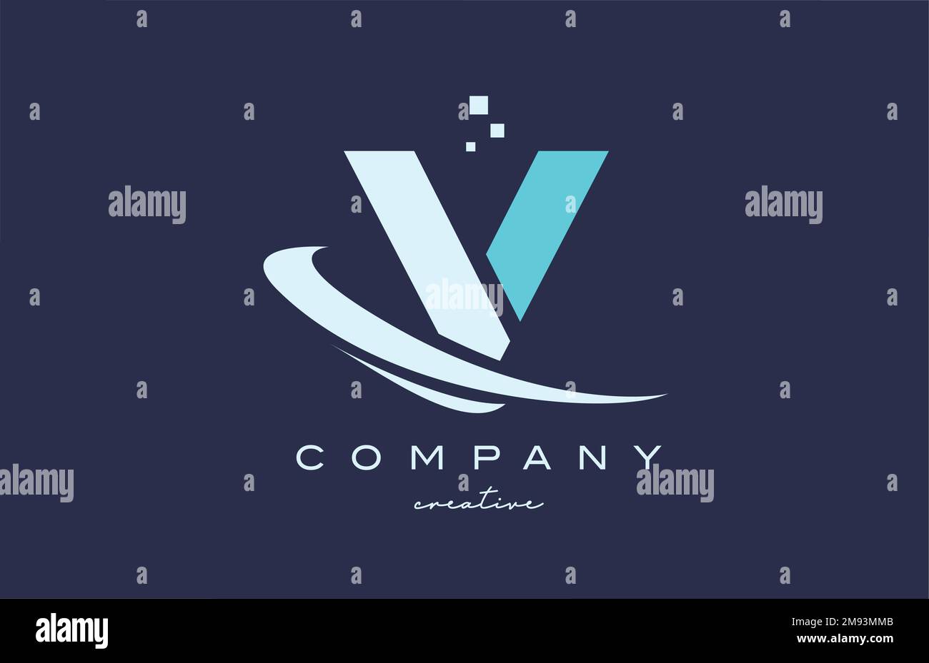 blue white V alphabet letter logo icon with swoosh. Design suitable for ...