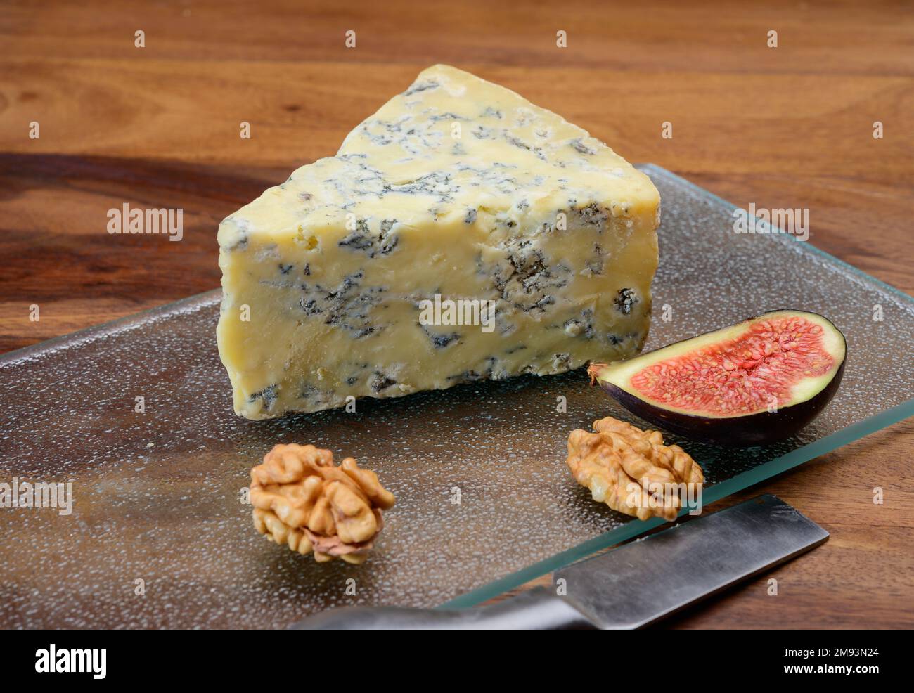 Cheese collection, piece of English old stilton blue cheese close up ...