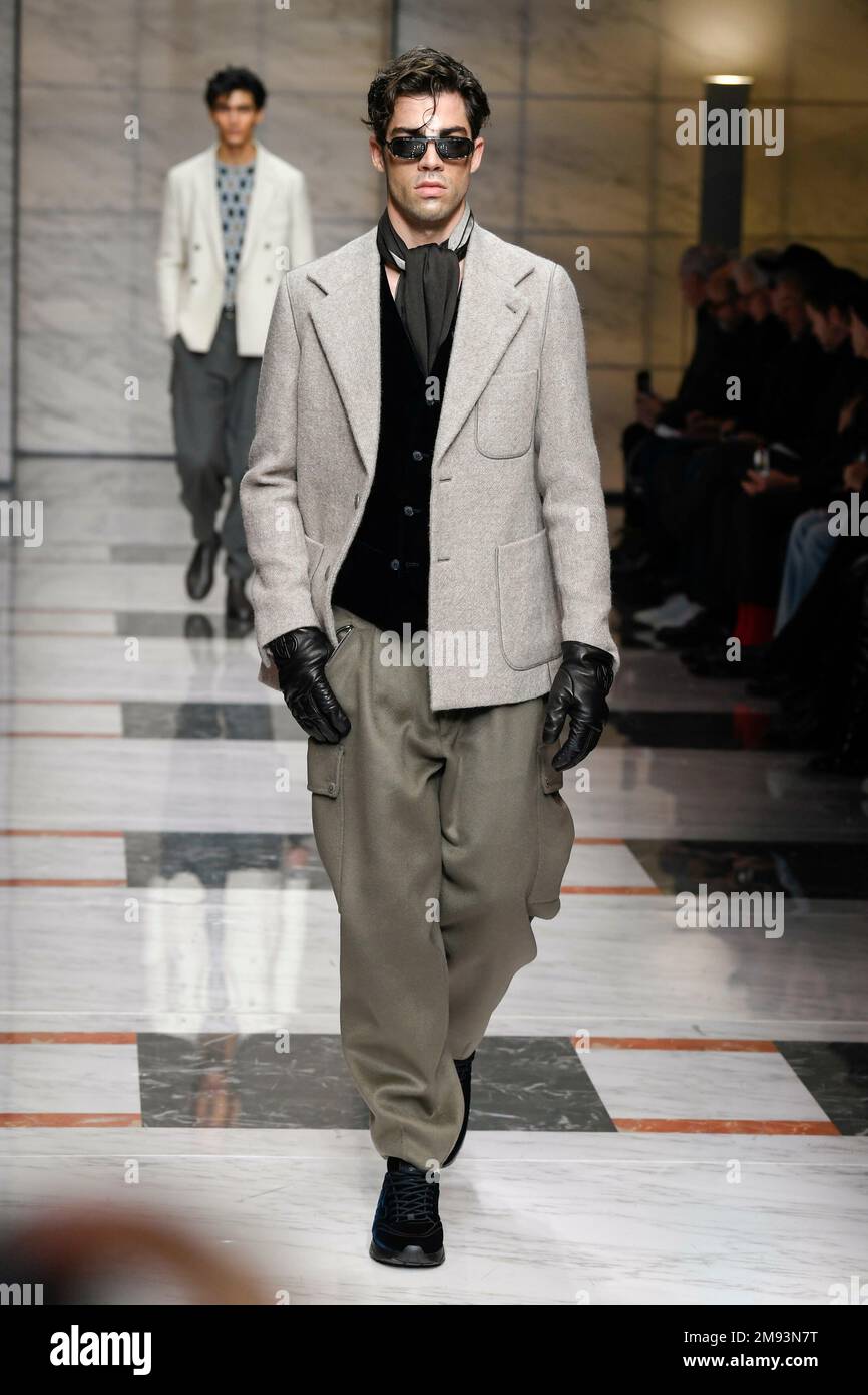 Milan, Italy. 16th Jan, 2023. GIORGIO ARMANI Fall/Winter 2023-24 Runway ...