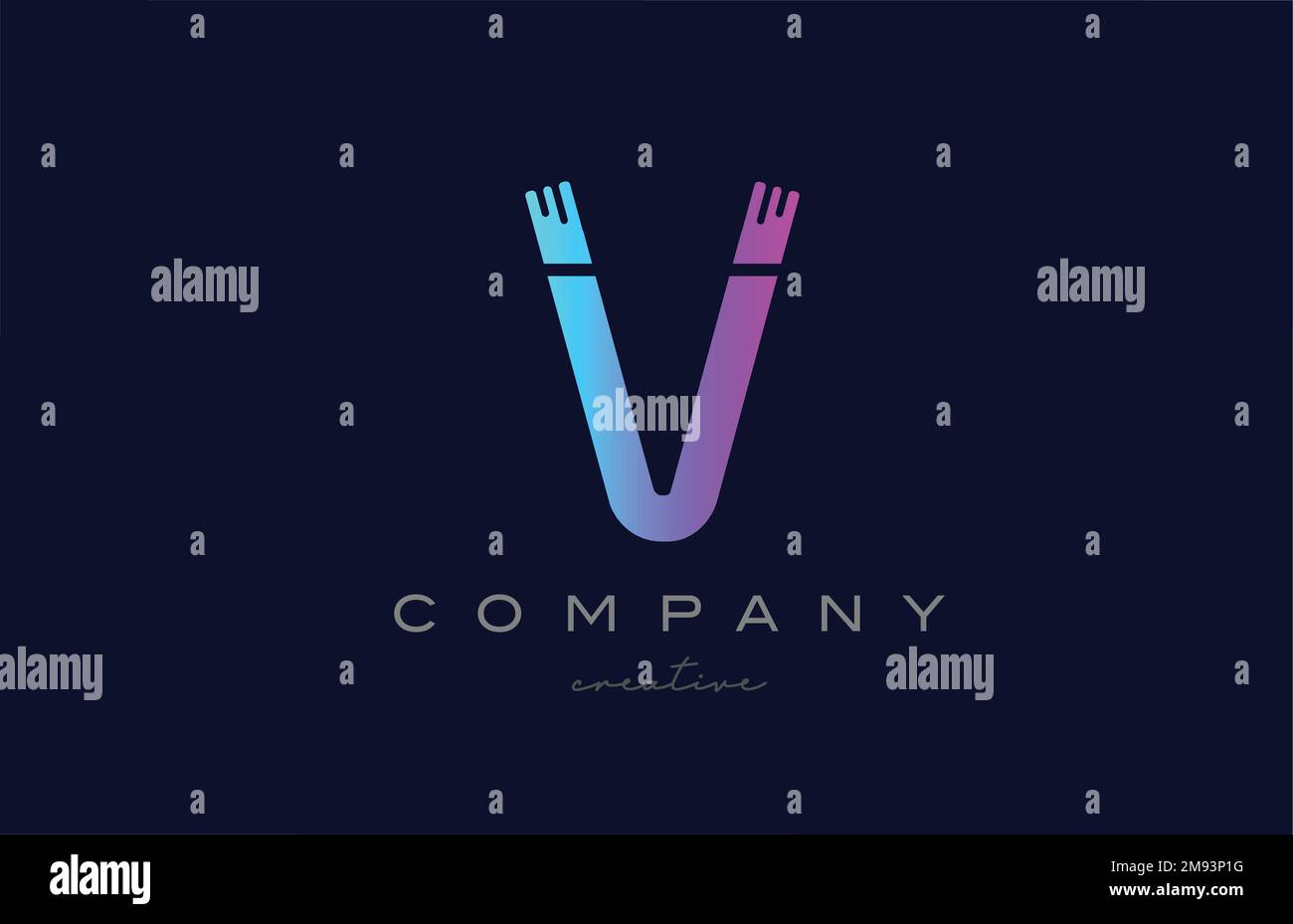 V pink and blue alphabet letter logo icon design. Creative template ...