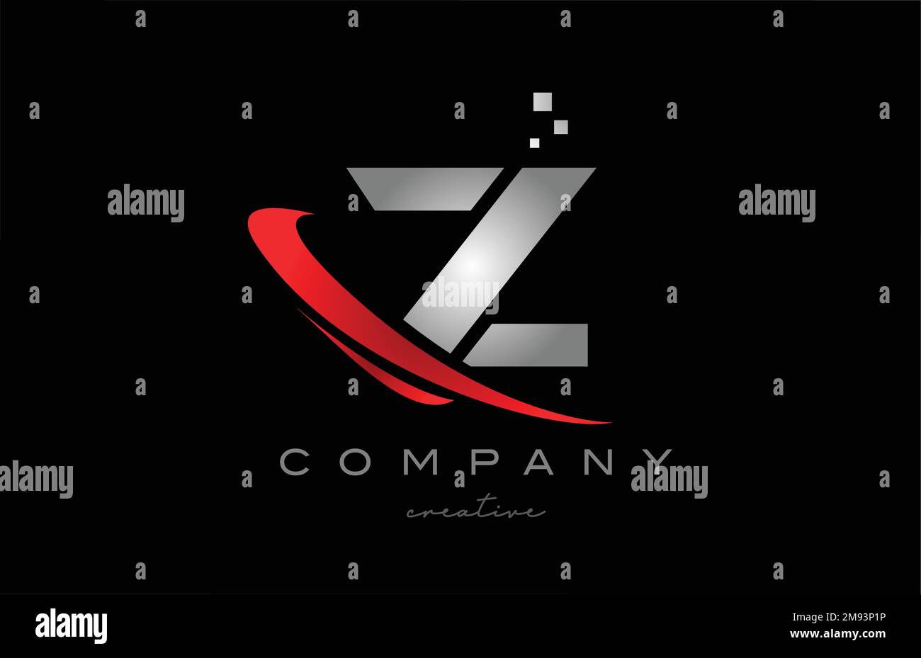 red swoosh Z alphabet letter logo icon with grey color. Design suitable ...