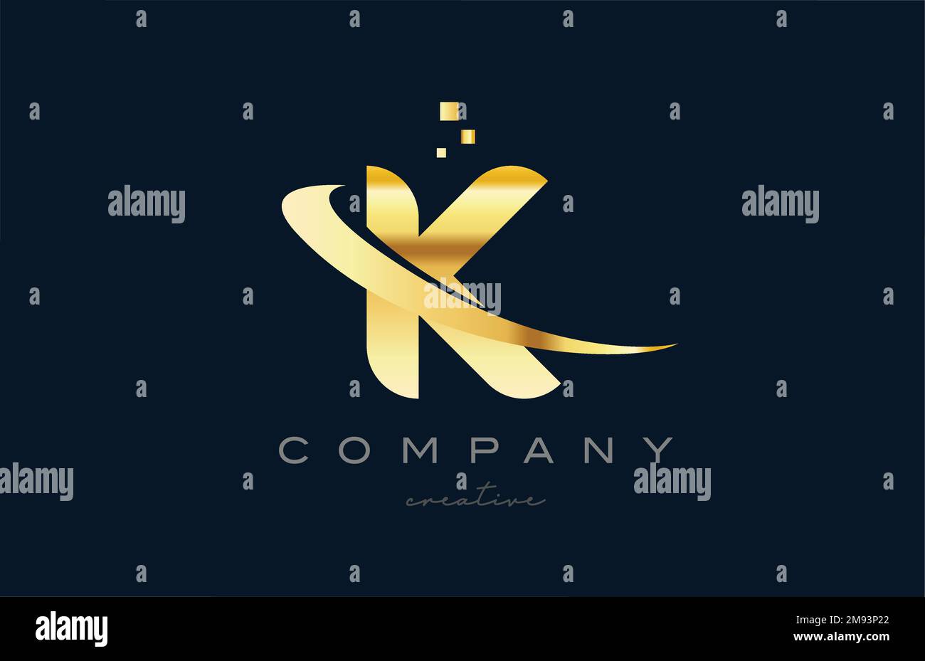 gold golden K alphabet letter logo icon design. Creative template for ...