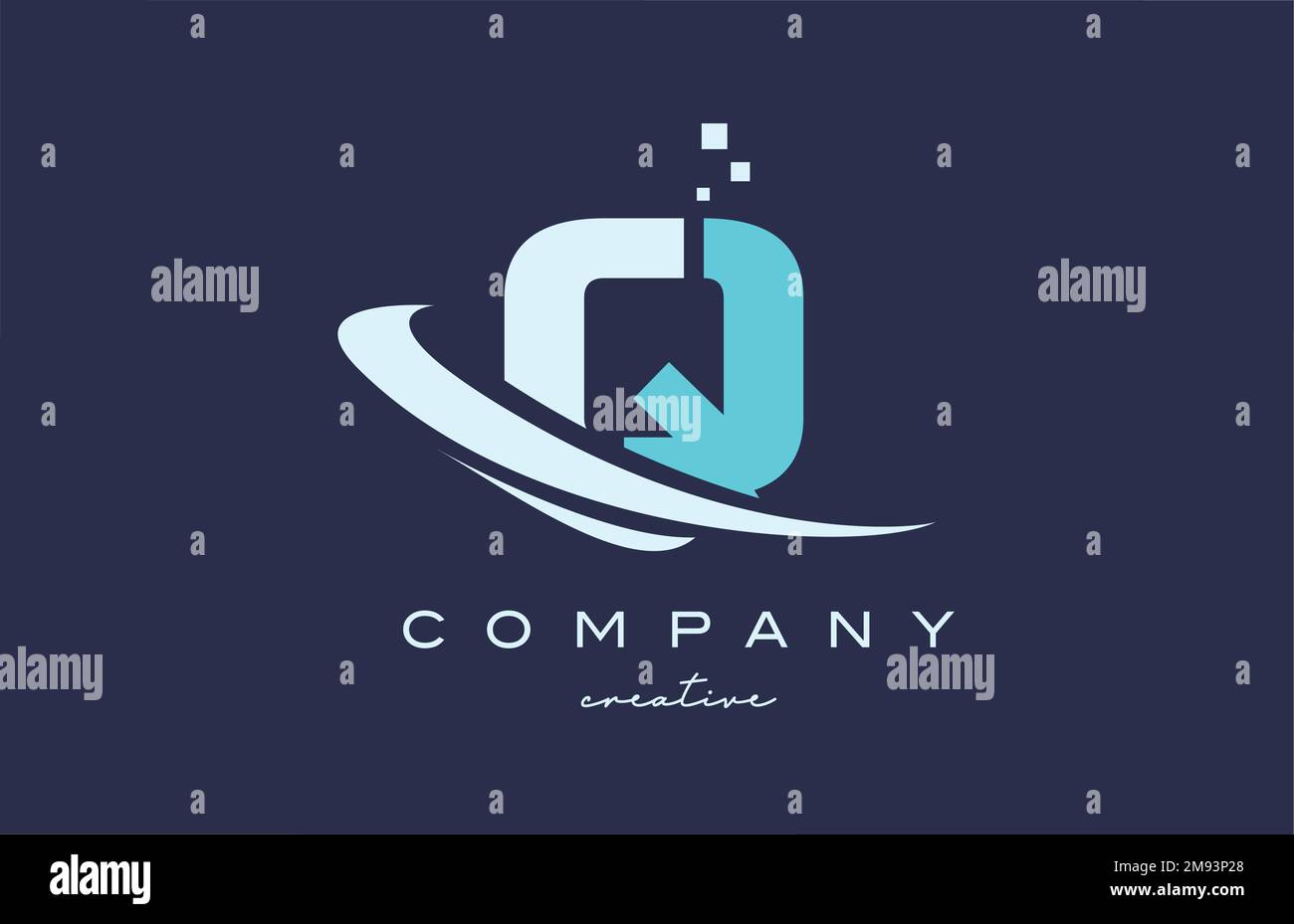 blue white Q alphabet letter logo icon with swoosh. Design suitable for ...