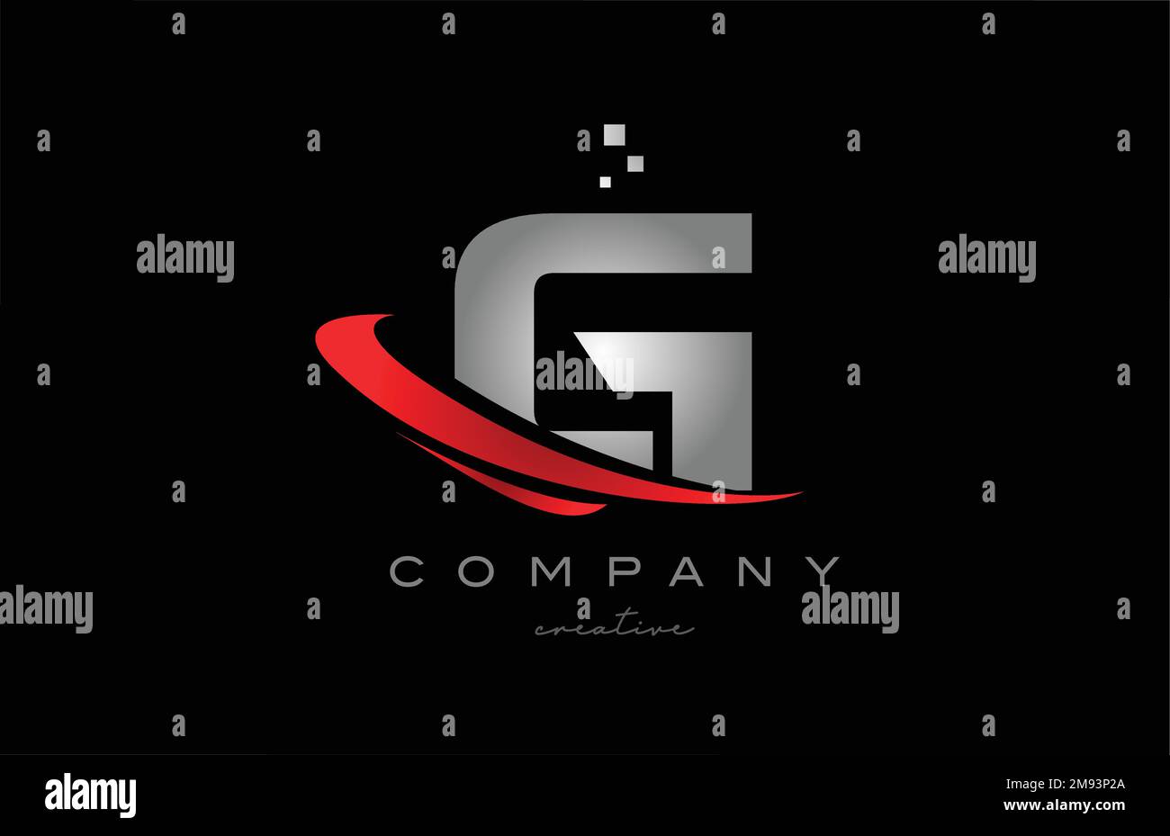 red swoosh G alphabet letter logo icon with grey color. Design suitable ...