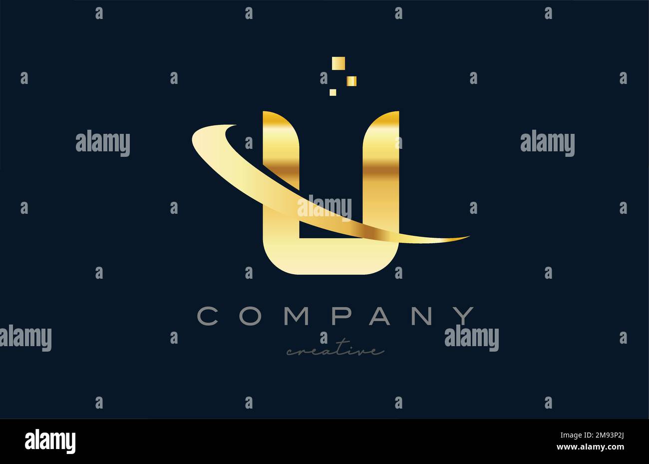 gold golden U alphabet letter logo icon design. Creative template for ...
