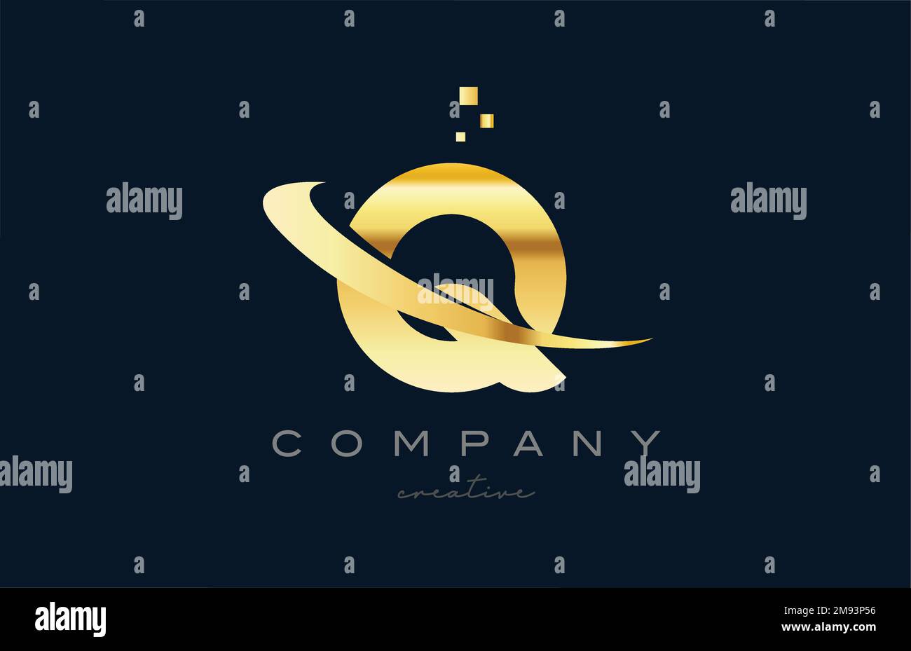 gold golden Q alphabet letter logo icon design. Creative template for ...