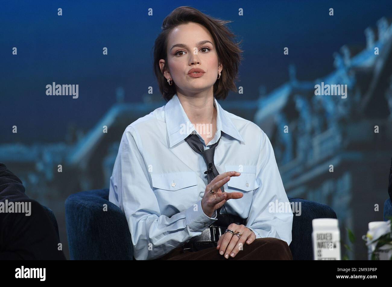 Emilia Schüle participates in the PBS "Marie Antoinette" panel during ...