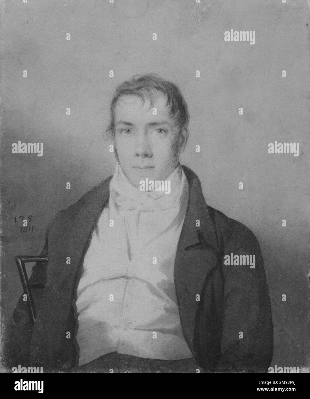 Watercolor over graphite on paper Black and White Stock Photos & Images ...