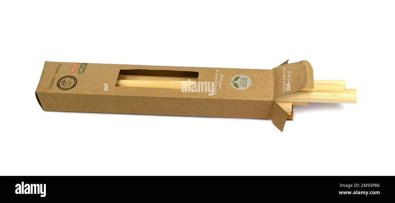 Bamboo straws isoalted on white background. Drinking straws from bamboo ...