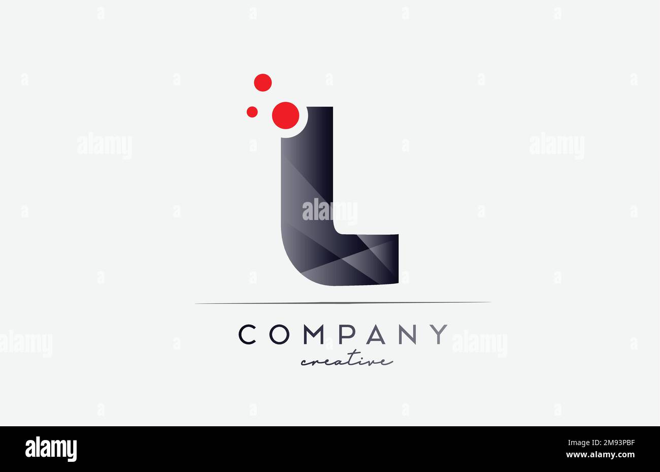L alphabet letter logo icon with grey color and red dot. Design ...