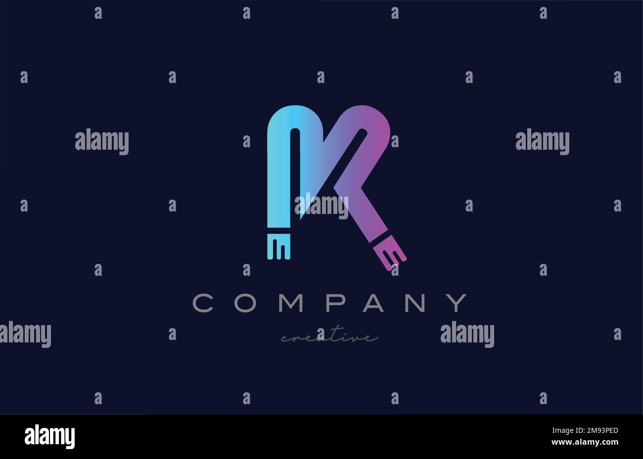 K pink and blue alphabet letter logo icon design. Creative template ...