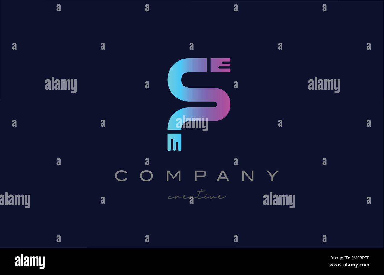 F pink and blue alphabet letter logo icon design. Creative template ...